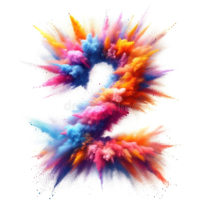 Number 2 - Number TWO - Colored Powder Explosion Number Font Isolated ...