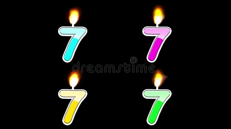 Number 7 Colorful Candle Lights on Plain Black Background Stock Video ...
