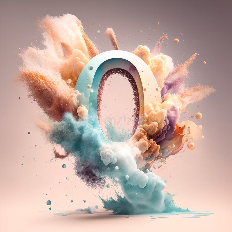 Number 0 with Colorful Explosion and Particles. 3d Illustration ...