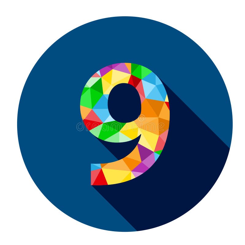 Number 9 Button with Colorful Polygon Pattern Stock Illustration ...