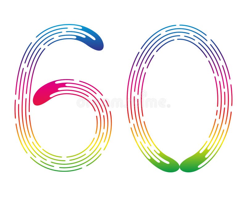 Number 60 from Colorful Rainbow Dotted Lines Isolated on White ...