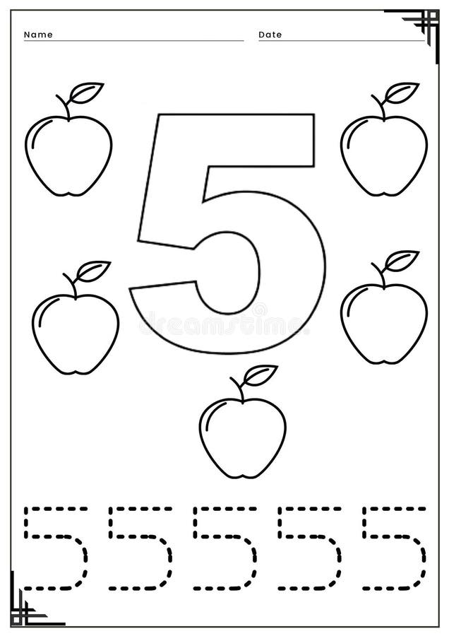 Number 5 Coloring stock vector. Illustration of wheel - 222150150