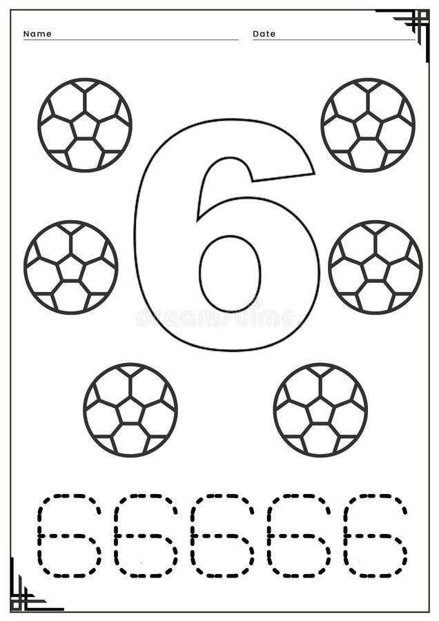 Number 6 Coloring stock vector. Illustration of kindergarten - 222150164