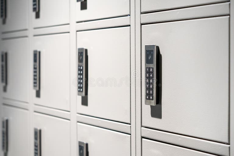 Number Combination Locks on Gray Cabinets Stock Photo - Image of safety ...