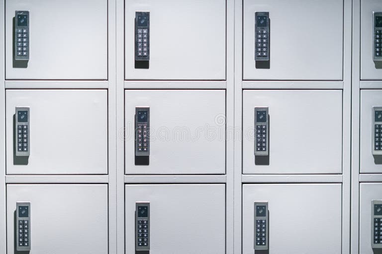 Number Combination Locks on Gray Cabinets Stock Photo - Image of metal ...
