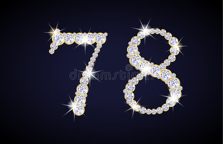 Number 7 and 8 Composed from Diamonds with Golden Stock Illustration ...
