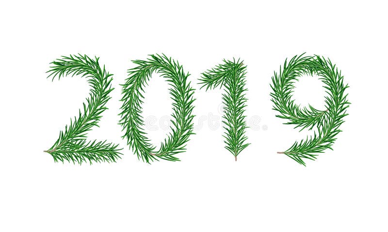 Number 2019, Composed of Green Fir Branches. Vector Stock Illustration ...