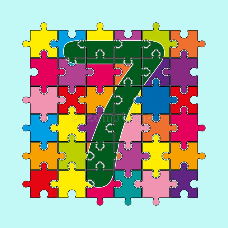 Number 7 is Composed of Pieces of Color Puzzles Stock Illustration ...