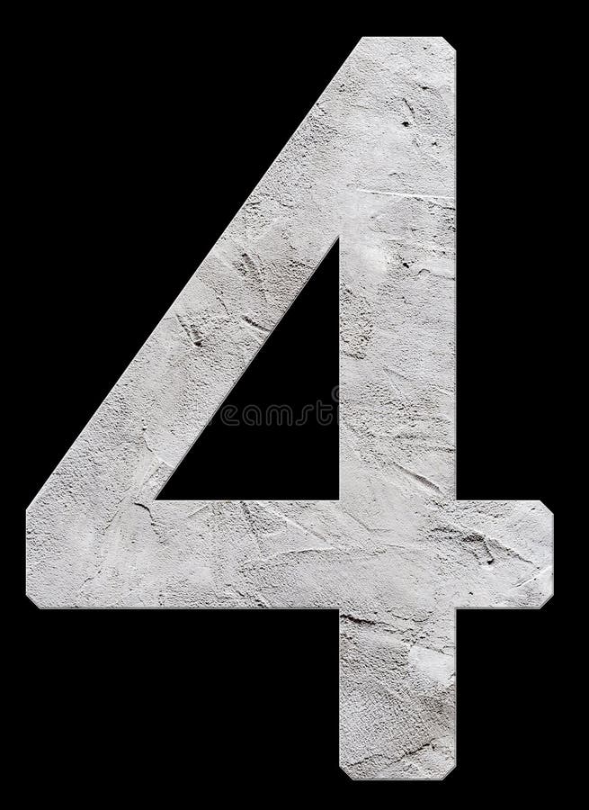 Number 4 with Concrete Texture, on Black Background Stock Illustration ...
