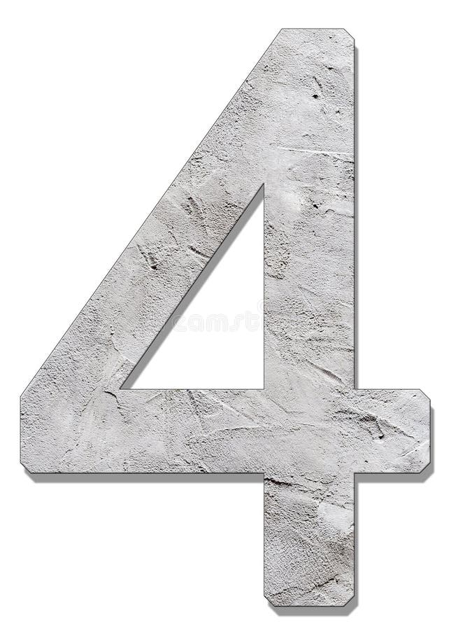 Number 4 with Concrete Texture, on White Background Stock Image - Image ...