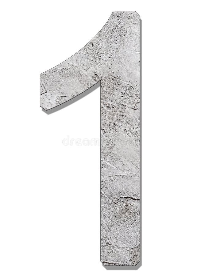 Number 1 with Concrete Texture, on White Background Stock Photo - Image ...