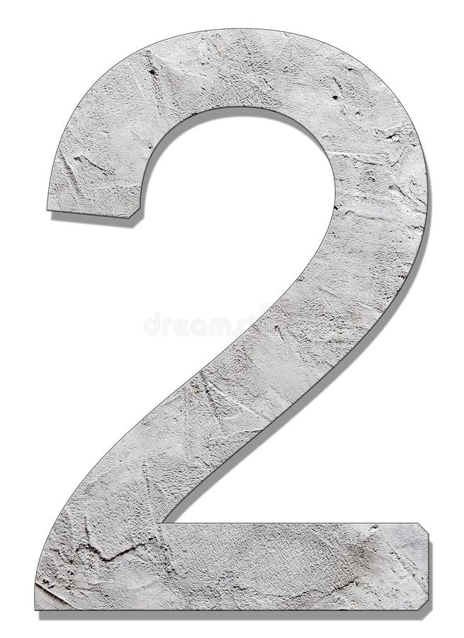 Number 2 with Concrete Texture, on White Background Stock Image - Image ...