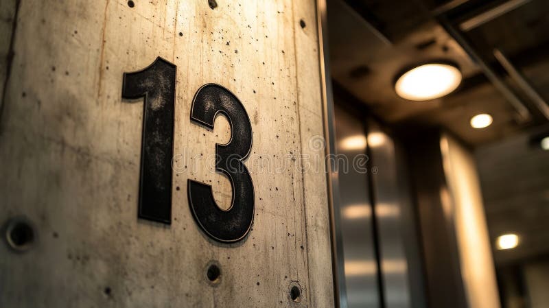 Number 13 on a Concrete Wall Inside a Modern Building Stock Photo ...