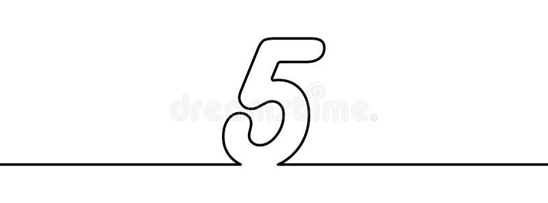 Number 5 in Continuous Line Drawing Style. Abstract Drawing Number Five ...
