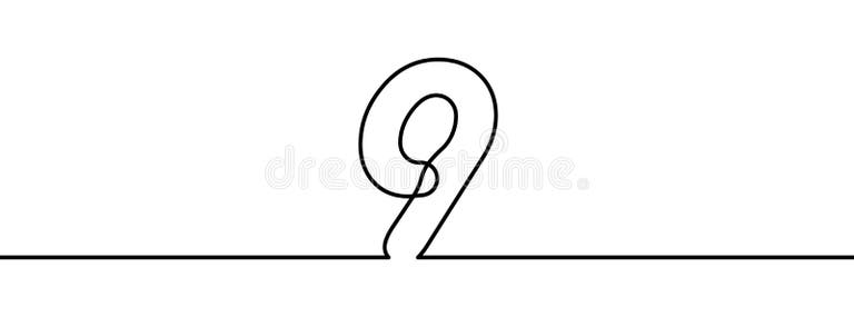 Number 9 in Continuous Line Drawing Style. Abstract Drawing Number Nine ...
