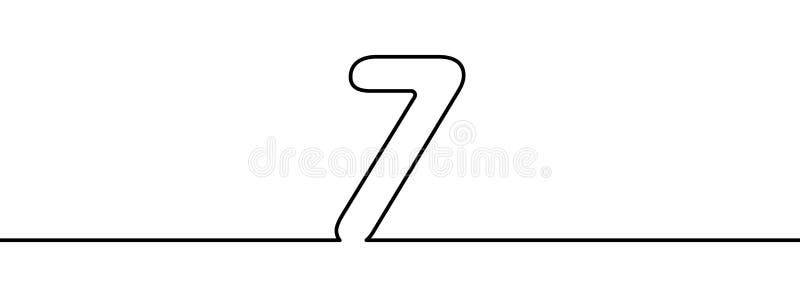 Number 7 in Continuous Line Drawing Style. Abstract Drawing Number ...