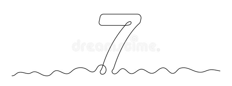 Number 7 in Continuous Line Drawing Style. Abstract Drawing Number ...