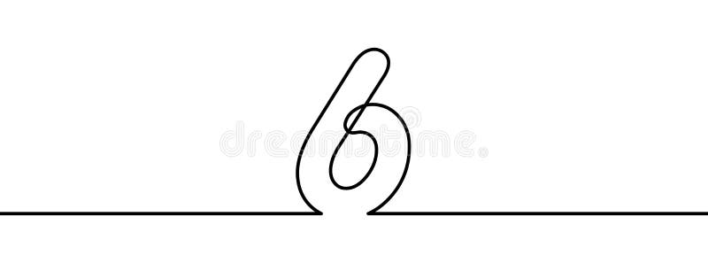 Number 6 in Continuous Line Drawing Style. Abstract Drawing Number Six ...