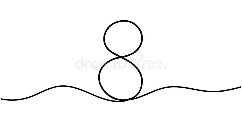 Number 8 in Continuous Line Drawing Style. Line Art of Number Eight ...
