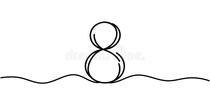 Number 8 in Continuous Line Drawing Style. Line Art of Number Eight ...