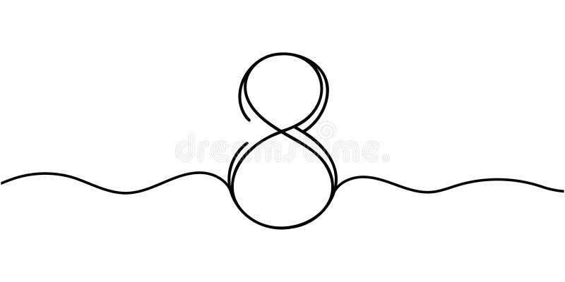 Number 8 in Continuous Line Drawing Style. Line Art of Number Eight ...