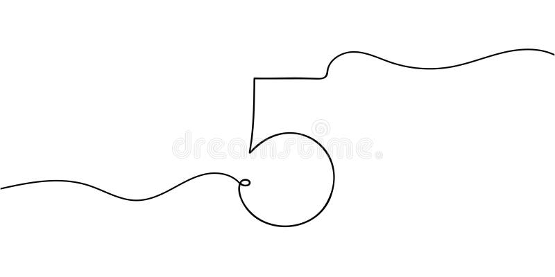 Number 5 in Continuous Line Drawing Style. Line Art of Number Five ...
