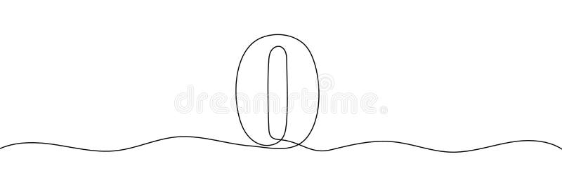 Number 0 in Continuous Line Drawing Style. Line Art of Number Zero ...