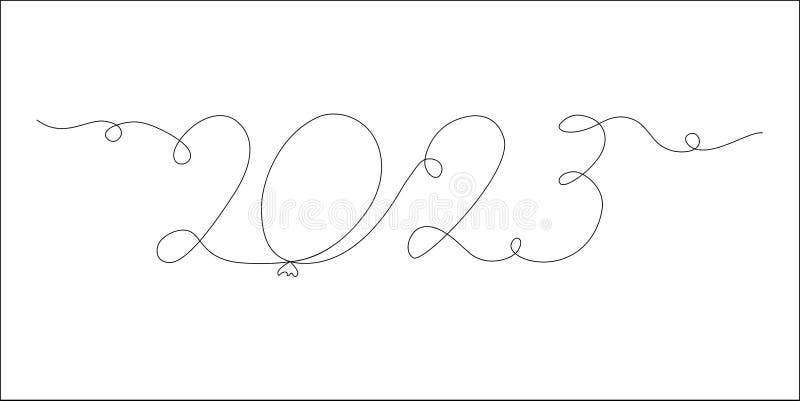 2023 Number in Continuous Line Drawing Style. New Year Symbol Stock ...