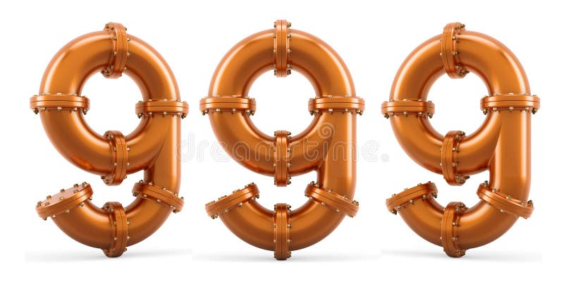 Number 1 from Copper, Bronze or Brass Pipes, 3D Rendering Stock ...
