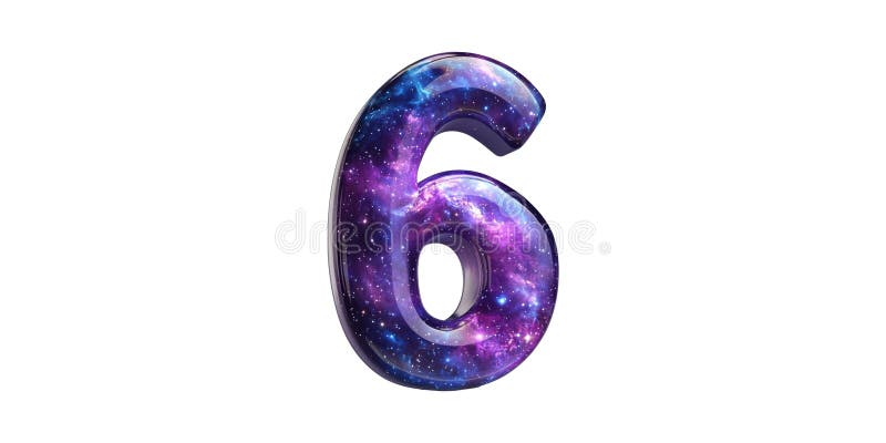 Number 6 with Cosmic Galaxy Texture. Cosmic Design and Numerology ...