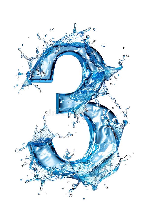 Number 3 Sculpted from Water Stock Photo - Illustration of ...