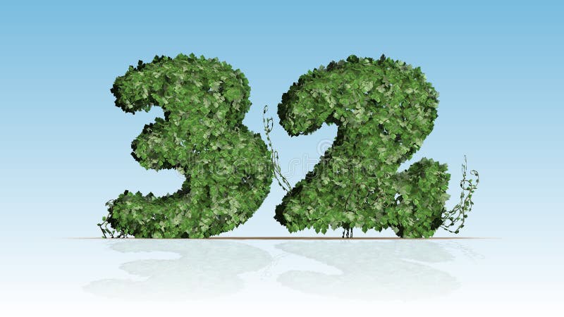 Number 32 Created of Green Ivy Leaves Stock Illustration - Illustration ...