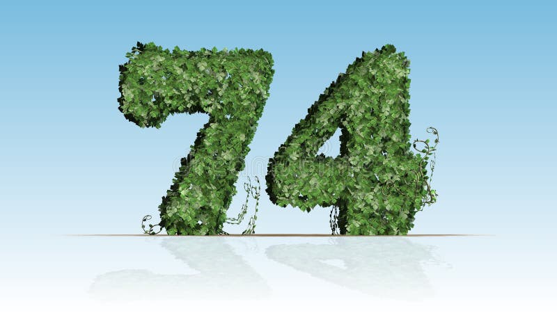Number 74 Created of Green Ivy Leaves Stock Illustration - Illustration ...