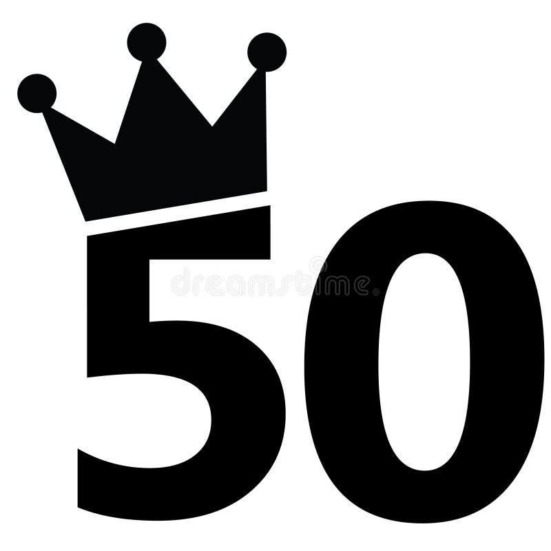 Number 50 with a Crown on the Top Icon. 50th Birthday Number Crown Sign ...