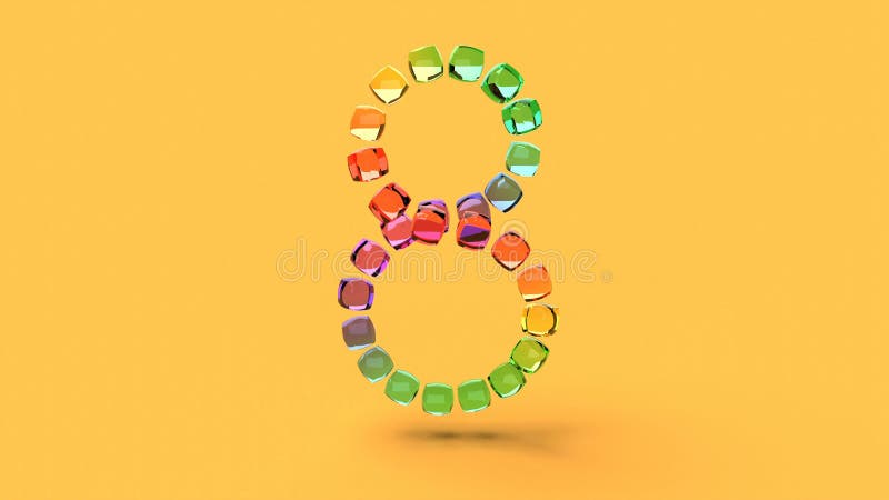 8 Number Cubes and Spheres Glass 3d Stock Illustration - Illustration ...
