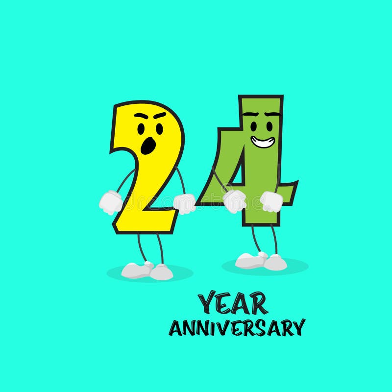 24 Number Cute Year Anniversary Celebration Design Vector Template ...