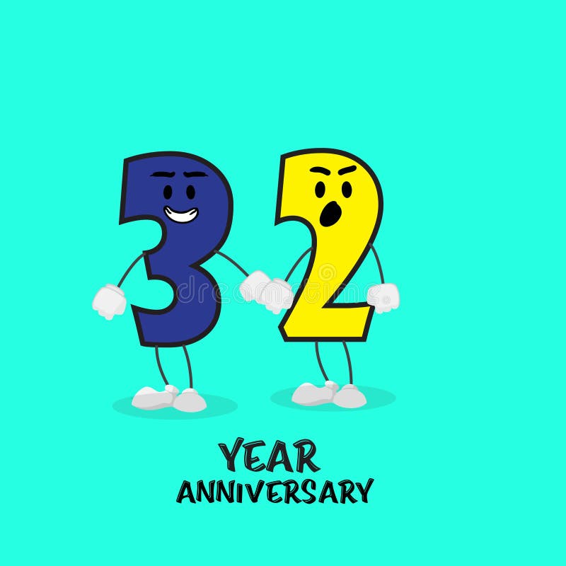 32 NUMBER CUTE YEAR ANNIVERSARY CELEBRATION DESIGN VECTOR TEMPLATE ...