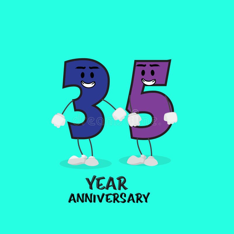 35 Number Cute Year Anniversary Celebration Design Vector Template ...