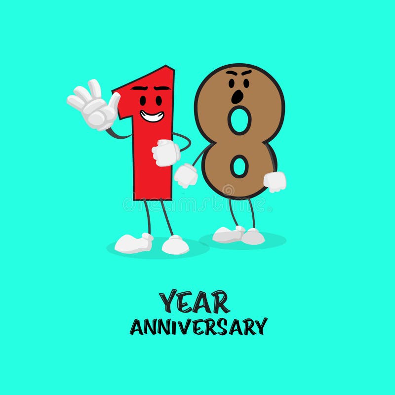 18 Number Cute Year Anniversary Celebration Design Vector Template ...
