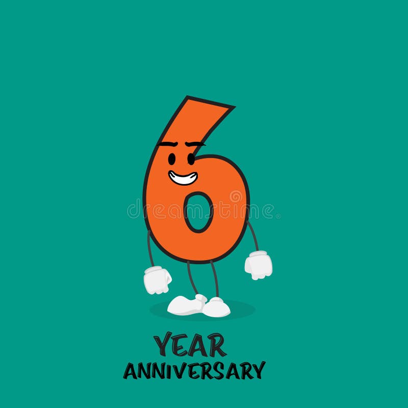 6 Number Cute Year Anniversary Celebration Design Vector Template ...