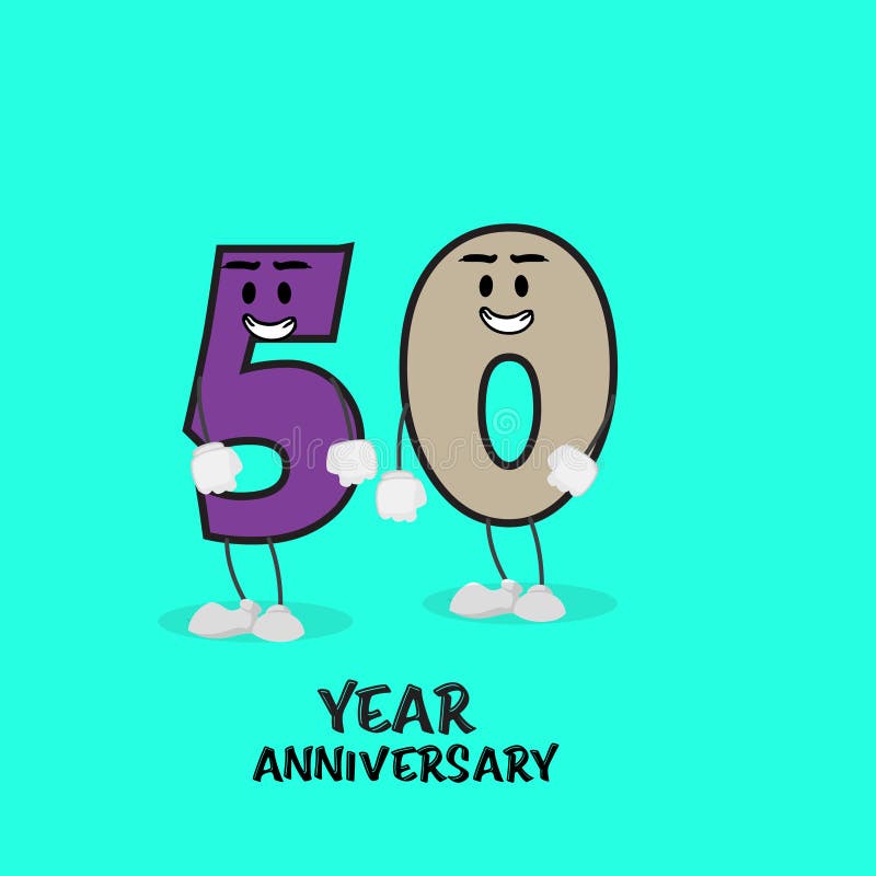 50 Number Cute Year Anniversary Celebration Design Vector Template ...