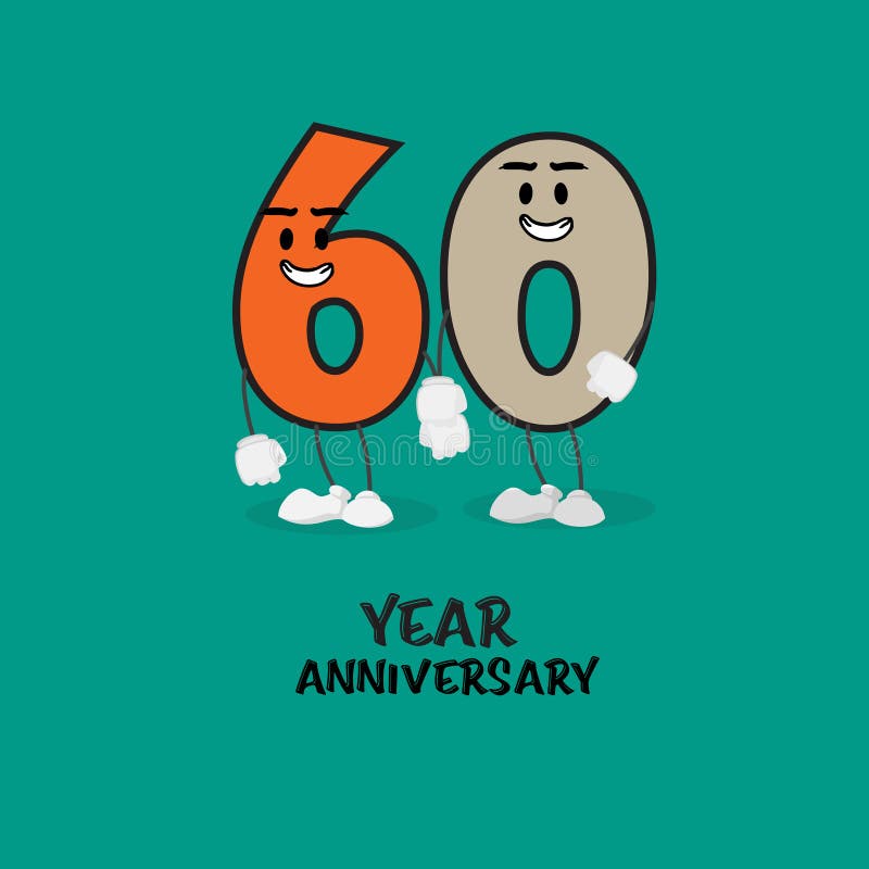 60 Number Cute Year Anniversary Celebration Design Vector Template ...