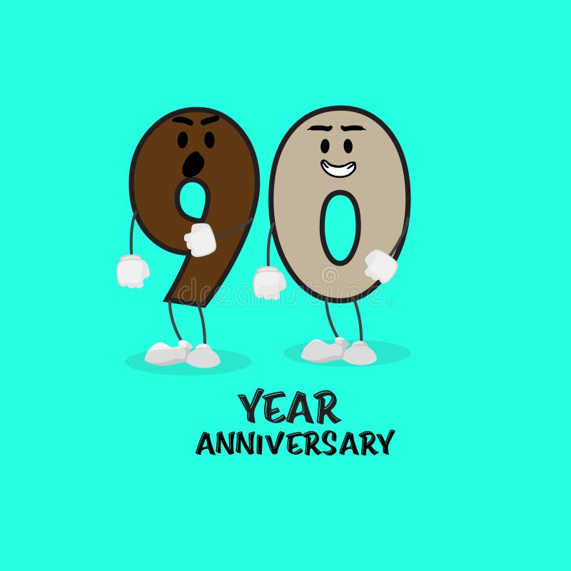 90 Number Cute Year Anniversary Celebration Design Vector Template ...