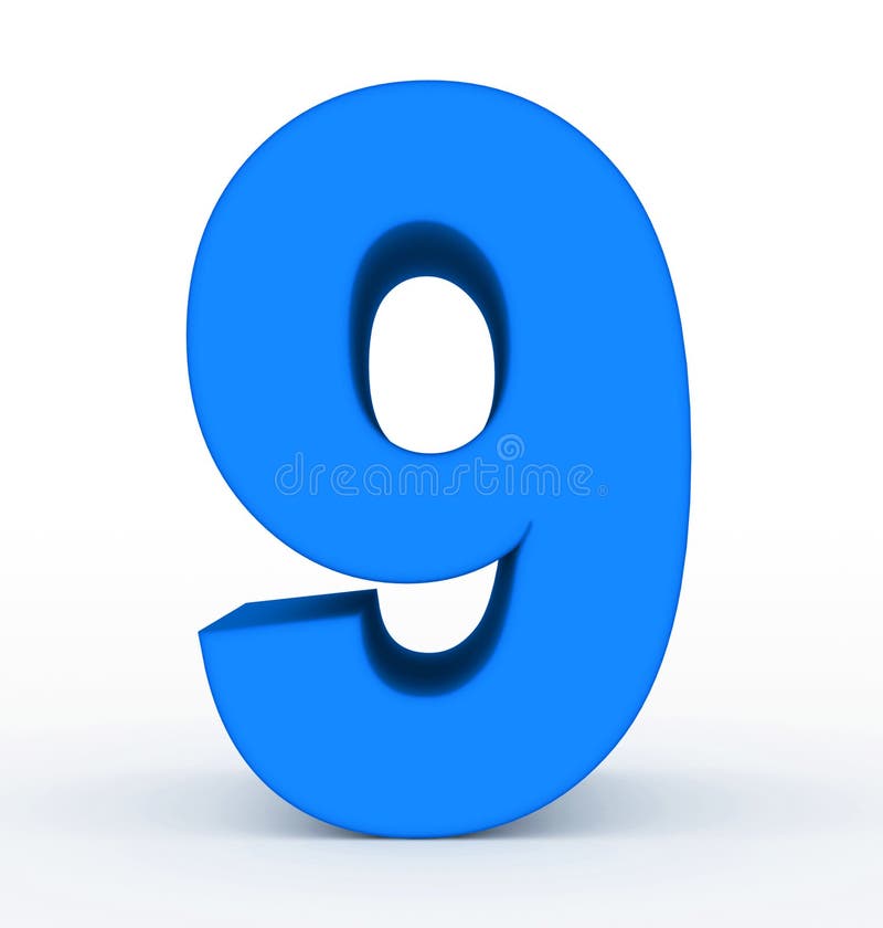 Number 9 3d Blue Isolated on White Stock Illustration - Illustration of ...