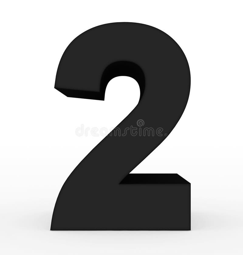 Number 2 3d Clean Black Isolated on White Stock Illustration ...