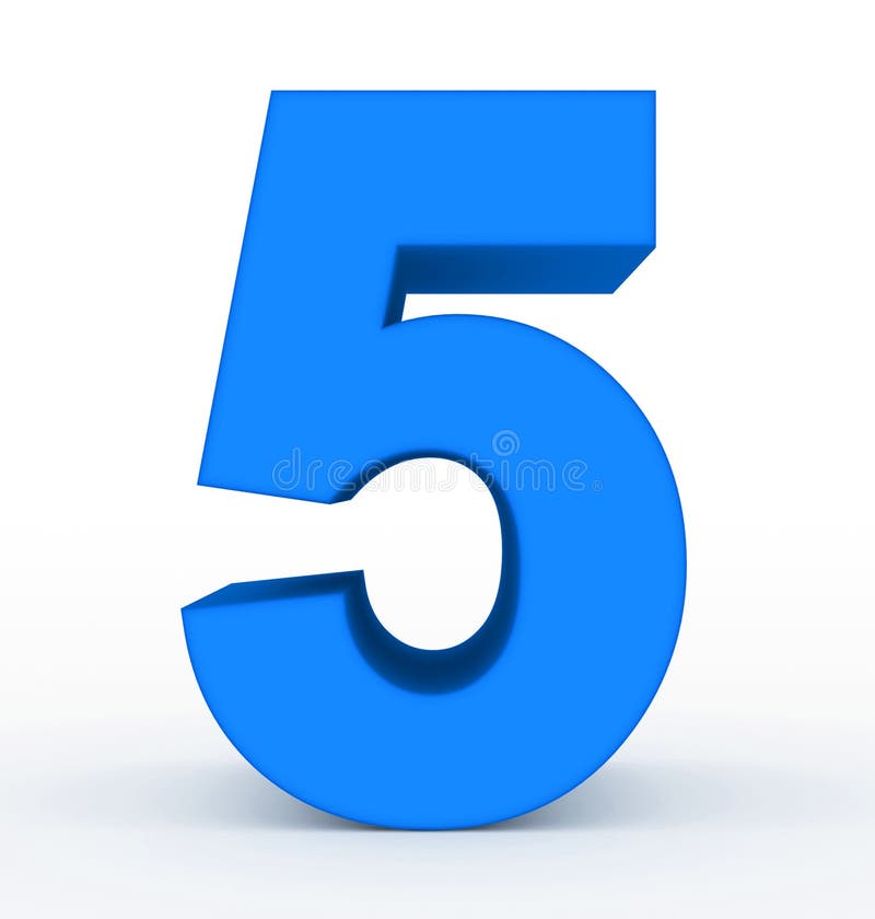 Number 5 3d Clean Blue Isolated on White Stock Illustration ...