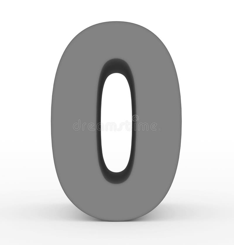 Number 0 3d Clean Gray Isolated on White Stock Illustration ...