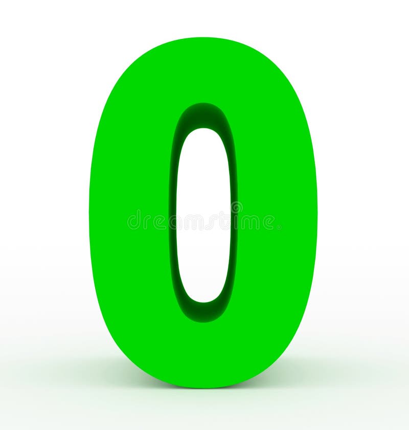 Number 0 3D Green Isolated on White with Shadow - Orthogonal Projection ...