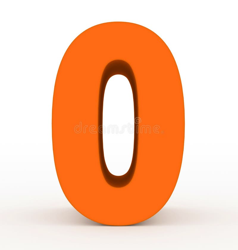 Number 0 3d Clean Orange Isolated on White Stock Illustration ...