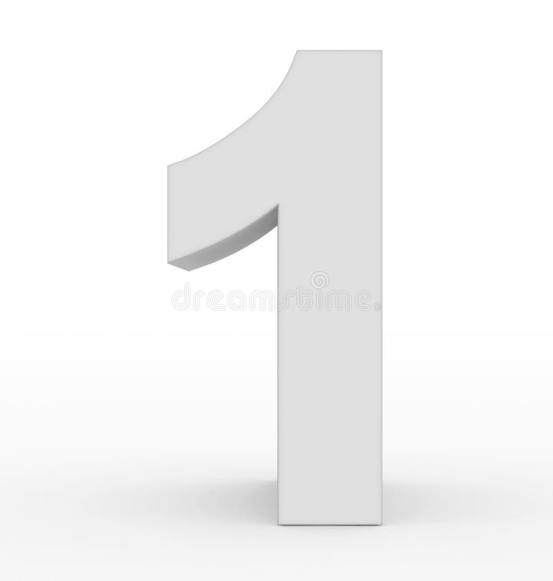 Number 1 3d Clean White Isolated on White Stock Illustration ...
